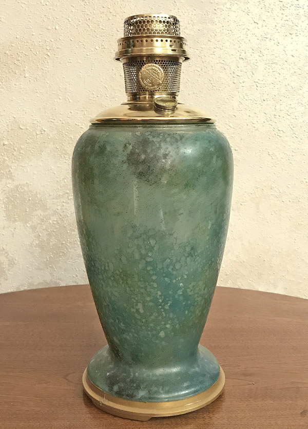 The aladdin 12 inch variegated verde vase lamp was manufactured in 1930 ...